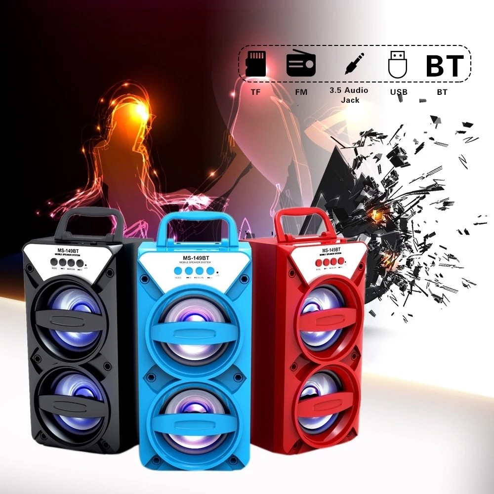 Boxa activa Bluetooth cu acumulator card SD, USB, radio ideala camping