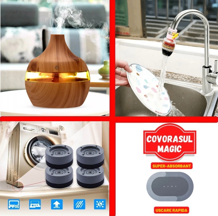 Set Complet Umidificator Camera + Filtru Purificare Apa cu Granule ...